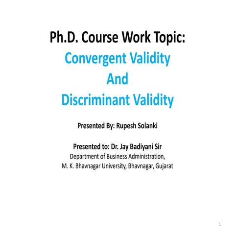 Convergent Validity And Discriminant Validity.ppt