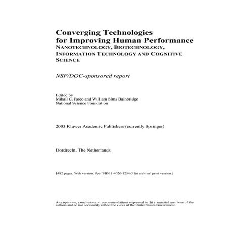 Converging technologies for improving human performance | PDF