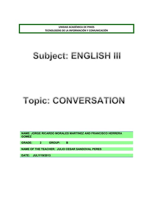 Lesson plan advanced conversation 3 | PDF