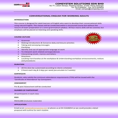 Conversational english for working adults | PDF