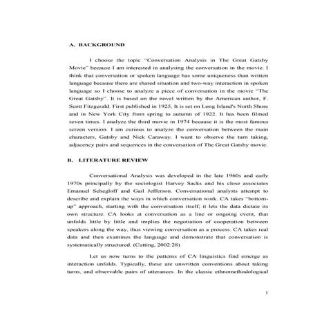 Conversation analysis in the great gatsby movie | PDF