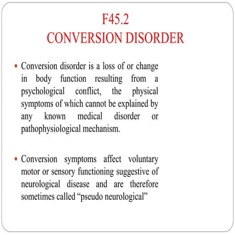 Conversion and dissoociative disorder.pptx | Brain and Nervous System ...