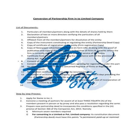 Conversion of partnership firm in to limited company | PDF