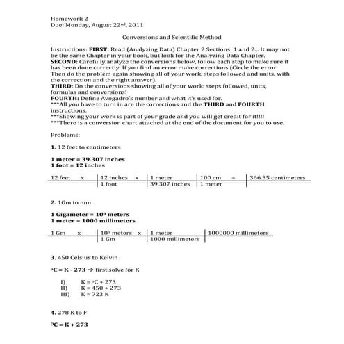 Conversions homework 2 | PDF