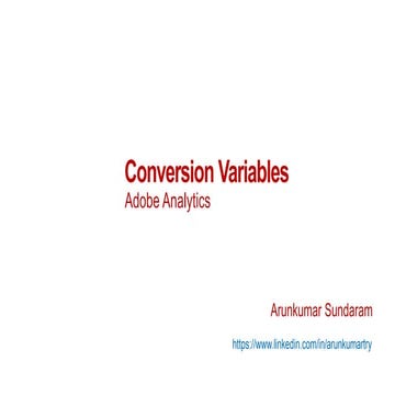 Learn Adobe analytics basics - Conversion variables | PDF