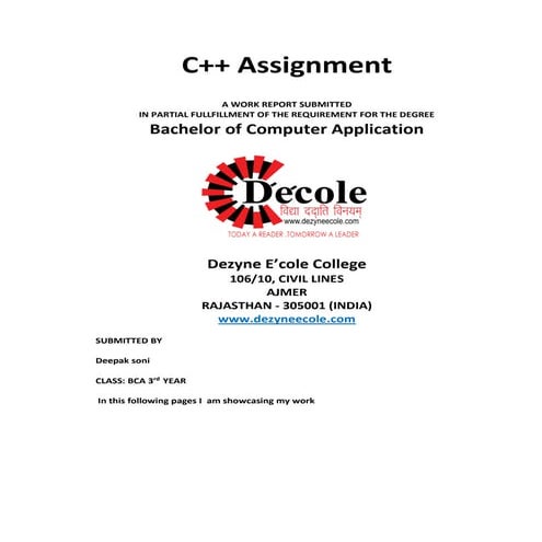 Deepak Soni ,BCA Third Year | PDF