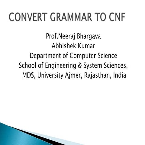 Convert grammar to cnf | PPTX