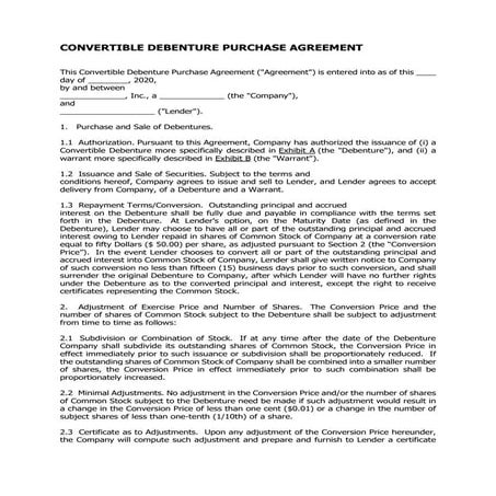 CONVERTIBLE DEBENTURE PURCHASE AGREEMENT | PDF