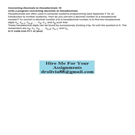 Converting Decimals to Hexadecimals 10 write a program conve.pdf