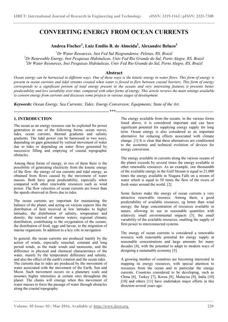 Marine Renewable Energy: Harnessing Power from Oceans | PDF