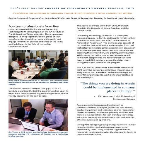 Converting technology to wealth 2013 University of Texas | PDF