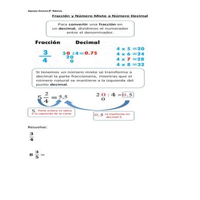Convertir fraccion a decimal | DOCX