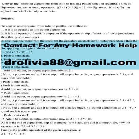 Convert The Following Expressions From Infix To Reverse Polish Notati Pdf