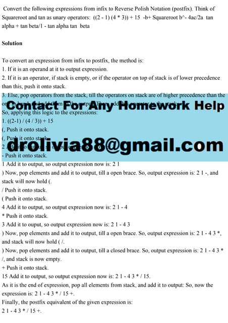 Convert The Following Expressions From Infix To Reverse Polish Notati Pdf