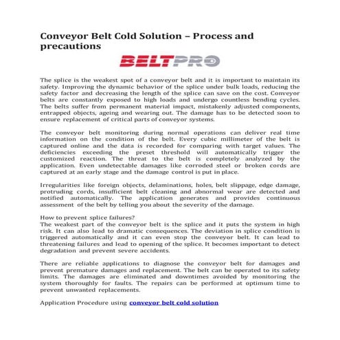 Conveyor belt cold solution process and precautions | DOCX