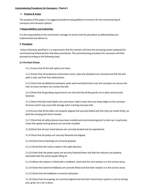 Check list for conveyor belt inspection | PDF