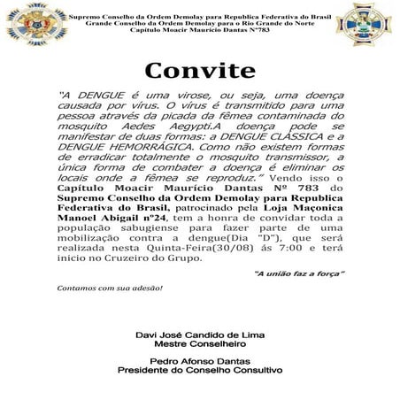 Oficio modelo convite