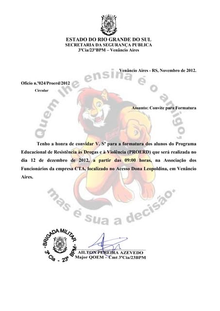 Oficio modelo convite | PDF