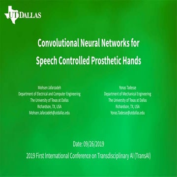 Convolutional neural networks for speech controlled prosthetic hands | PDF