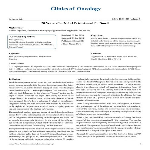 20 Years after Nobel Prize Award for Smell | PDF