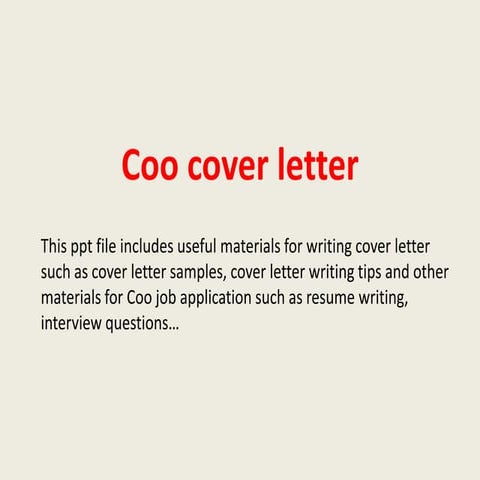 Coo cover letter | PPT