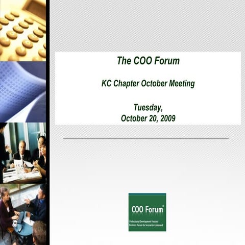 COO Forum October2009 | PPT | Cold and Flu | Diseases and Conditions