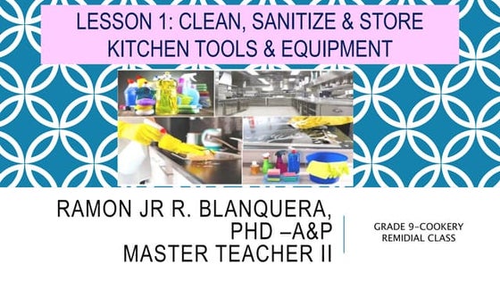Lesson 5 Cleaning and Sanitizing Tools and Equipment | PPT