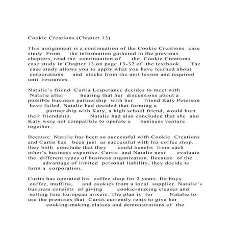 Cookie Creations (Chapter 13) This assignment is a continuat.docx