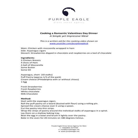 Cooking a Romantic Valentines Day Dinner, Recipe | PDF | Desserts and ...