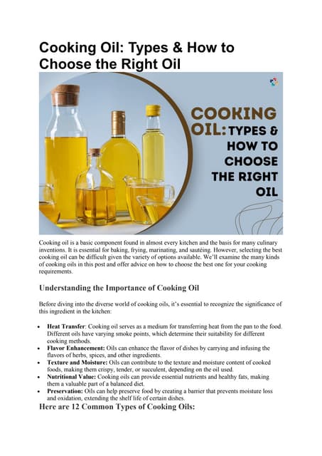 Healthiest Cooking Oil | PPT