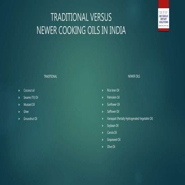 Cooking oils used in India | PPT