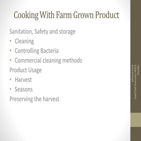 Cooking with farm grown product | PPT