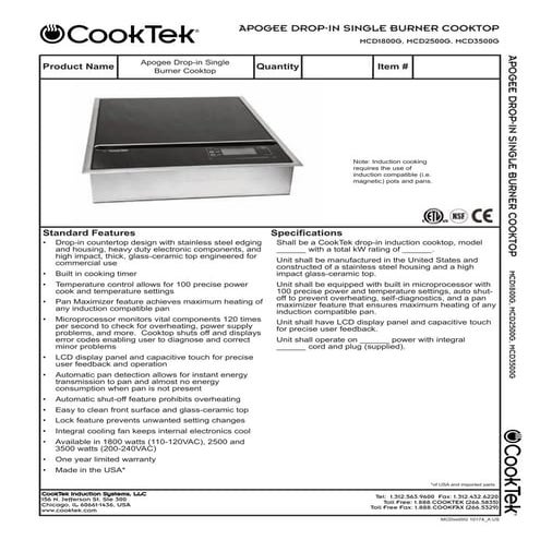 Cook tek mcd2500 g | PDF