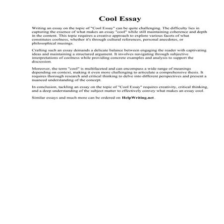 Cool Essay | PDF
