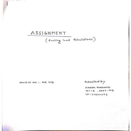 Cooling load assignment | PDF