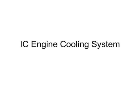 Engine cooling system | PPTX | Chemistry | Science