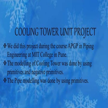 Cooling Tower Unit Project and Stabilizer Plant Modelling In PDMS ...