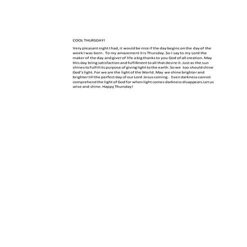Cool thursday | DOCX | Christianity | Religion & Spirituality