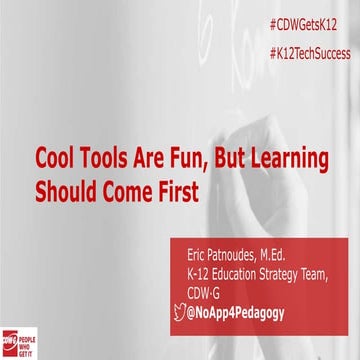 Cool tools are fun, but learning should come first...new
