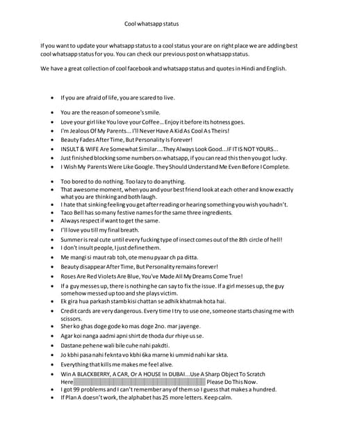 FUNNY FACEBOOK STATUSES | PPT