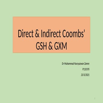 Coombs Test, GSH, GXM hematology 23032021.pptx