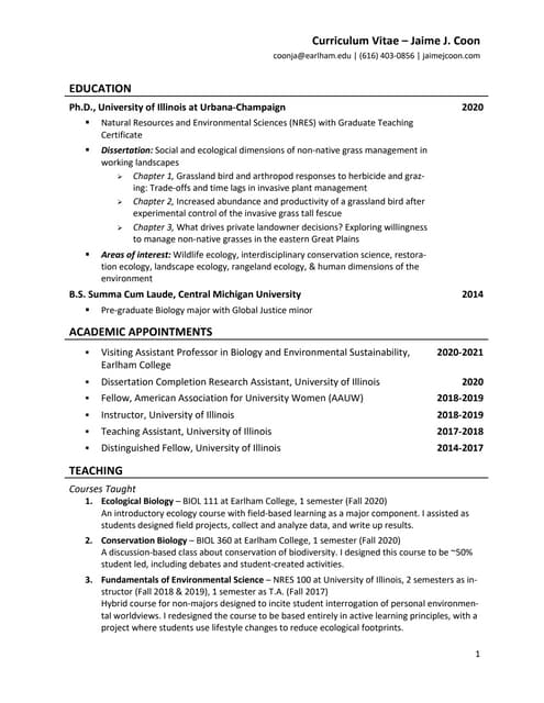 Jaime Coon CV | PDF