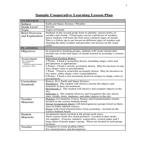 Cooperative learning lesson plan | PDF