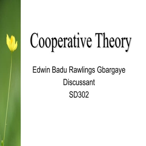 Cooperative Theory SD 302 | PDF