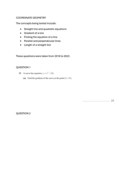 Coordinate Geometry Igcse Mathematics Pdf Physics Science 2808