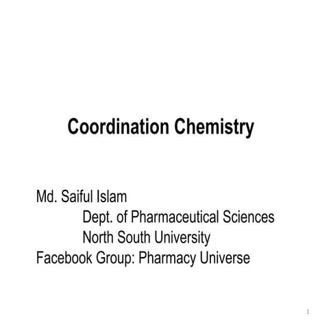 Coordination chemistry/Descriptive Chemistry /Transition Metals | PPT