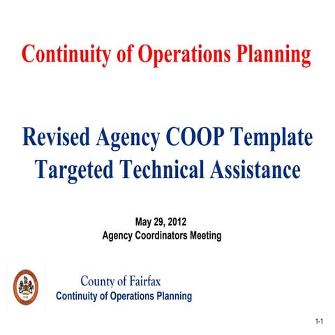 Revised Agency COOP Template Targeted Technical Assistance | PPT