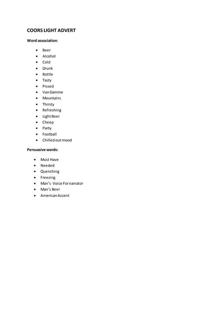 Coors light script 2 | PDF