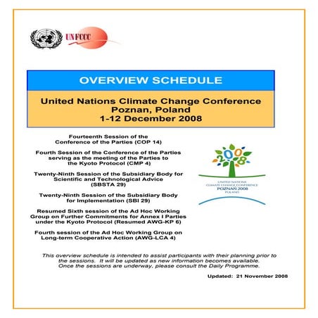 Cop14 Overview Schedule | PDF
