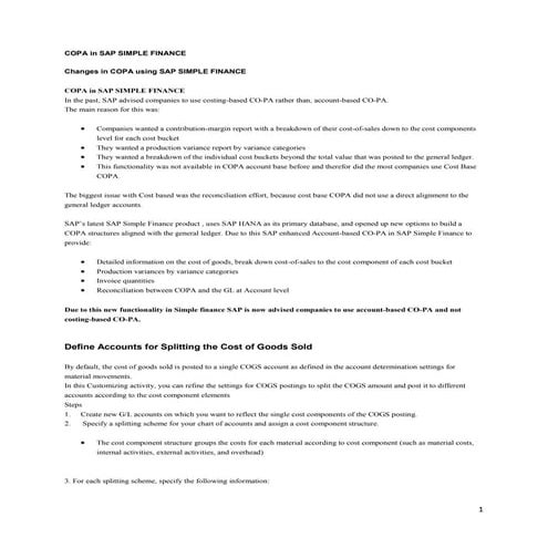 Copa in sap simple finance | PDF
